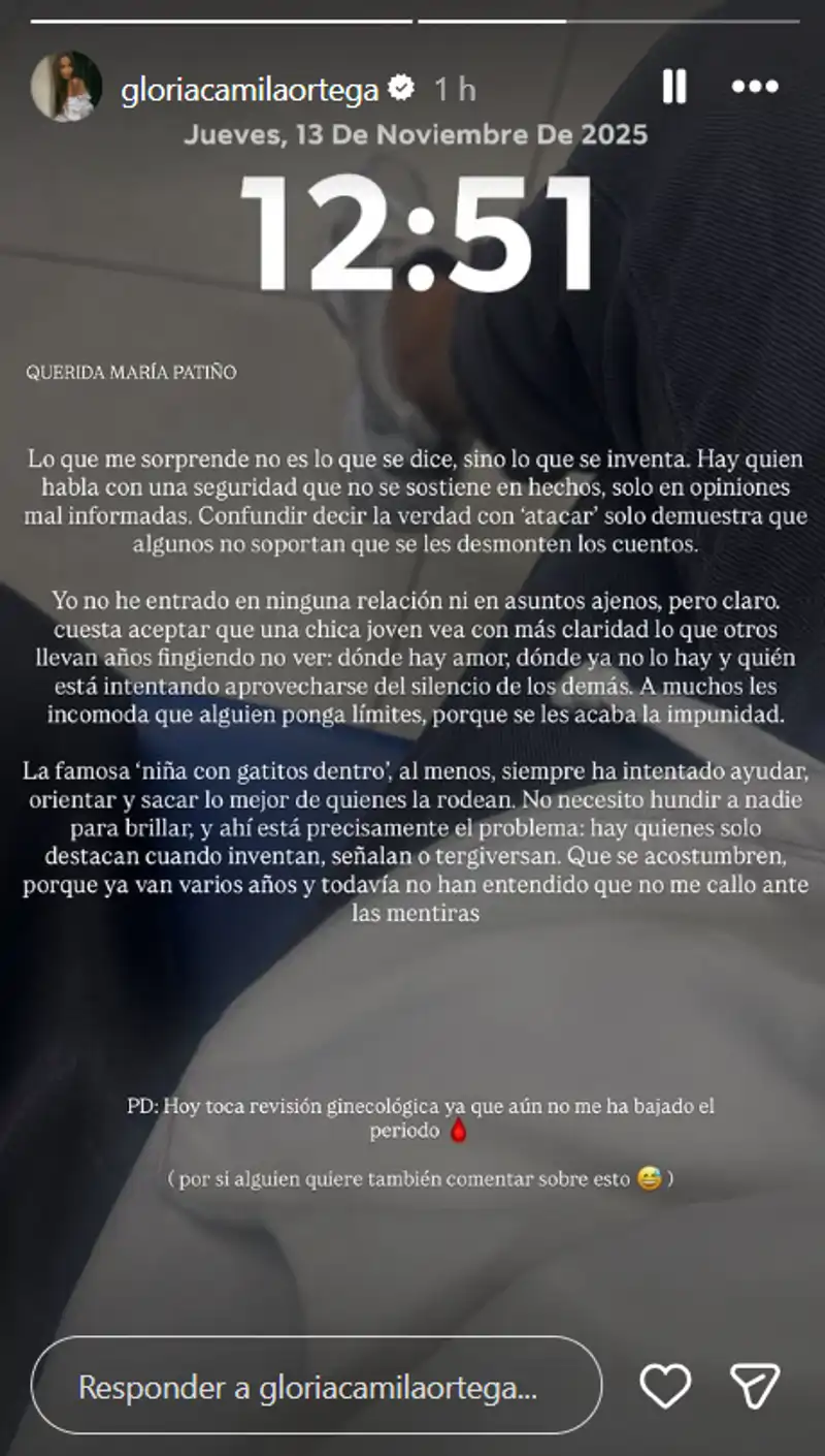 Gloria Camila responde a María Patiño a través de una dura carta: "No ...