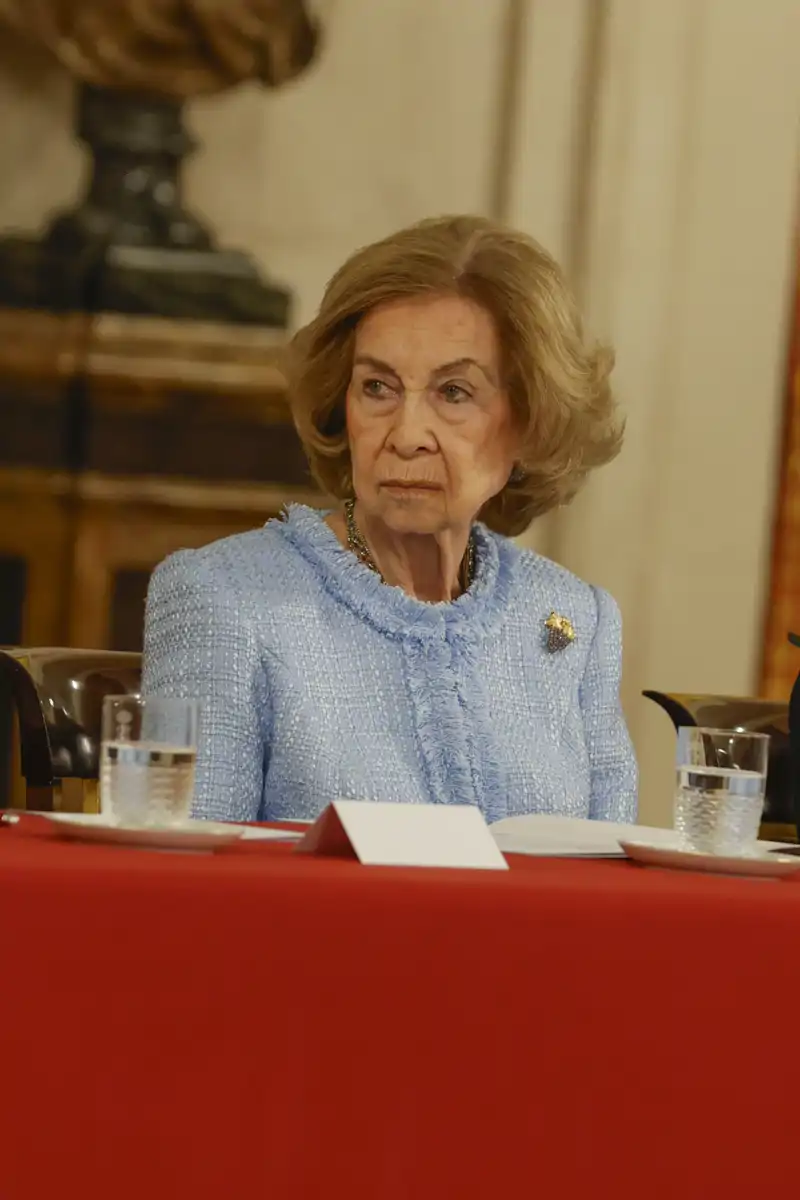 La Reina Sofía da color al otoño con una chaqueta azul llena de luz en ...