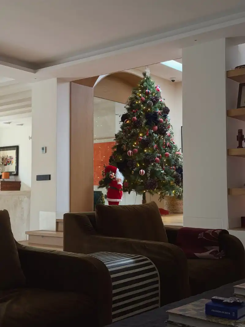 El árbol de Navidad de María Pombo: figura de Papá Noel, estrellas y ...